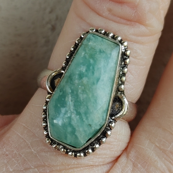 Artisan | Jewelry | Amazonite Coffin Gemstone Ring In Sterling Silver ...